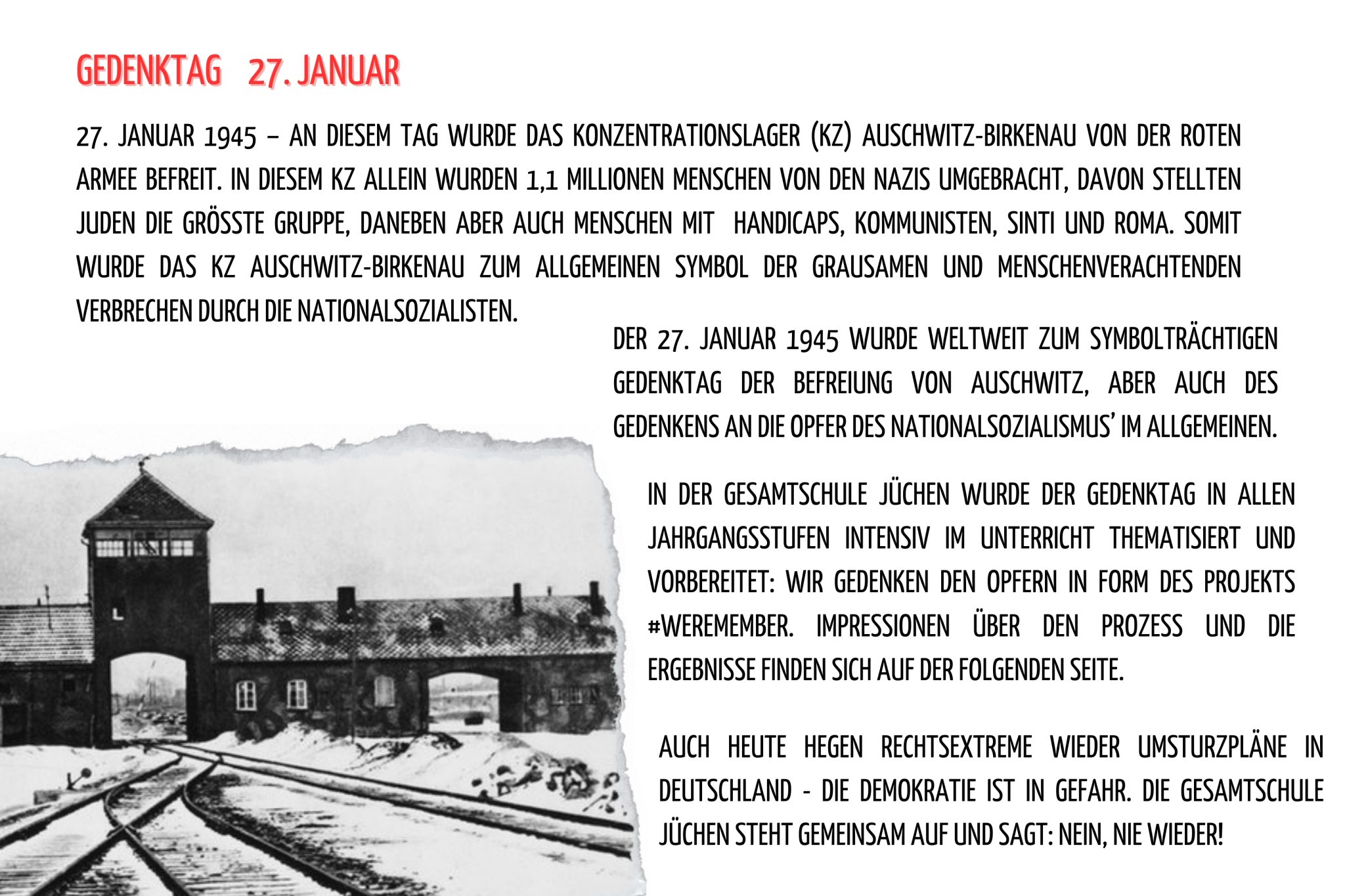Aktion #WeRemember zum 79. Holocaust-Gedenktag – Gesamtschule Jüchen